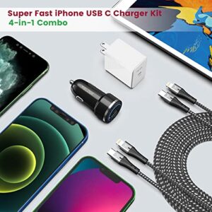 iPhone 13 14 12 Fast Charger Kit, VELOGK 20W USB C PD Wall/Car Charger Adapter for iPhone 14/13/12/Pro/Max/Mini/11/Xs Max/XR/X, iPad Pro/Air, with 2X【Apple MFi Certified】iPhone Lightning Cables(3.3ft)