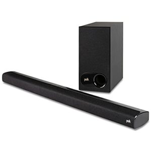 polk audio signa s2 ultra-slim tv sound bar | works with 4k & hd tvs | wireless subwoofer | includes hdmi & optical cables | bluetooth enabled, black