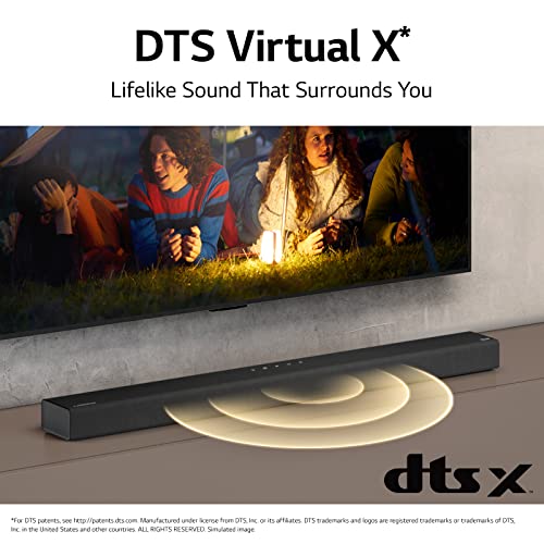 LG S65Q 3.1ch High-Res Audio Sound Bars for TV, DTS Virtual:X, Synergy TV, Meridian, HDMI, Wireless subwoofer, Black