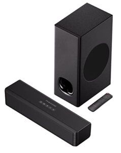 pheanoo 2.1 compact sound bars for tv with subwoofer, hdmi arc/bluetooth 5.0/optical/aux/rca connection, remote control, adjustable bass, wall mountable – p15, 140w, 16 inch