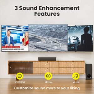 PHEANOO 2.1 Compact Sound Bars for TV with Subwoofer, HDMI ARC/Bluetooth 5.0/Optical/AUX/RCA Connection, Remote Control, Adjustable Bass, Wall Mountable – P15, 140W, 16 inch