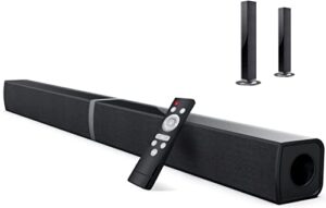 mzeibo sound bar, sound bars for tv split soundbar wired and wireless home theater audio 50w 2.0 channel bluetooth sound bars surround sound system for tv with hdmi/optical/rca cable