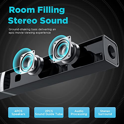 MZEIBO Sound Bar, Sound Bars for TV Split Soundbar Wired and Wireless Home Theater Audio 50W 2.0 Channel Bluetooth Sound Bars Surround Sound System for TV with HDMI/Optical/RCA Cable