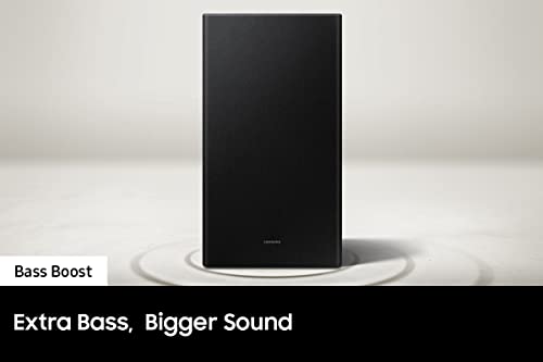 SAMSUNG HW-B550/ZA 2.1ch Soundbar w/Dolby Audio, DTS Virtual:X, Bass Boosted, Subwoofer Included, Adaptive Sound Lite, Bluetooth Multi Device Connection, Wireless Surround Sound Compatible, 2022