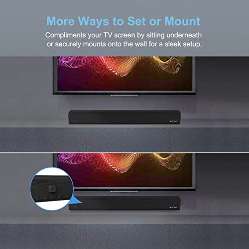 BESTISAN , 100 Watt HDMI Sound Bars for TV with Built in Subwoofer Home Theater System (32 inch, Sub Out Port, Bluetooth 5.0, 3 Audio Modes, Bass Adjustable, Wall Mountable, 2022 Upgraded)