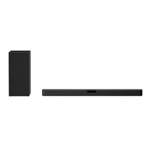 lg sn5y sound bar w/subwoofer, 2.1 ch, 400w, power, high res audio, dts virtual: x, ai sound pro, wireless surround sound ready, bluetooth connectivity – black