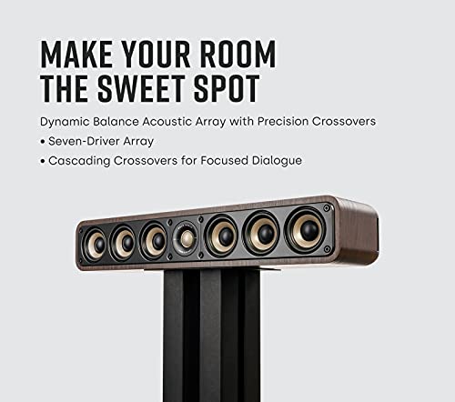 Polk Signature Elite ES35 Slim Center Channel Speaker - Hi-Res Audio Certified, Dolby Atmos & DTS:X Compatible, 1" Tweeter & (6) 3" Woofers, Dual Power Port for Effortless Bass, Stunning Black