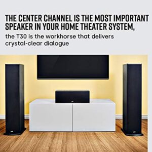 Polk Audio T30 100 Watt Home Theater Center Channel Speaker - Hi-Res Audio with Deep Bass Response | Dolby and DTS Surround | Single, Black