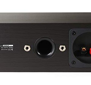 Micca OoO Slim Center Channel Speaker with 3-Inch Woofers and Silk Tweeter, Thin Design Under 4" Tall, for Desktop Stereo or Home Theater Surround Sound, Wall Mountable, Single, Dark Walnut