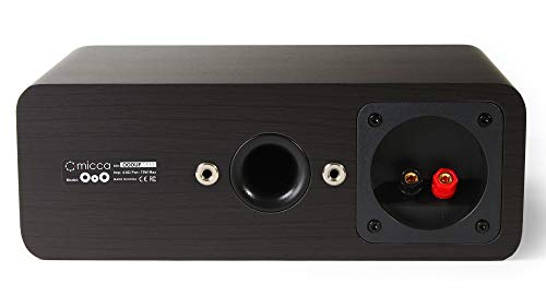 Micca OoO Slim Center Channel Speaker with 3-Inch Woofers and Silk Tweeter, Thin Design Under 4" Tall, for Desktop Stereo or Home Theater Surround Sound, Wall Mountable, Single, Dark Walnut