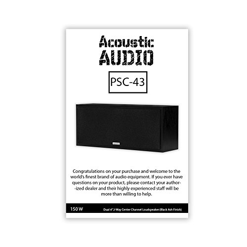 Acoustic Audio Psc-43 Dual 4" 2-Way Center Channel Loudspeaker 150 Watt - Black Ash Finish