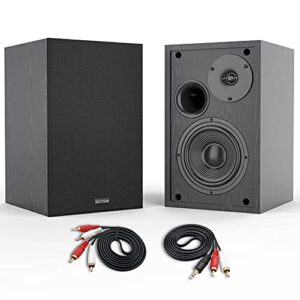 bestisan 4 inch powered bookshelf speakers with deep bass, bluetooth 5.0 studio monitor speakers, 2.0 neared field audio speakers with 2 rca line input, set of 2 black-new model