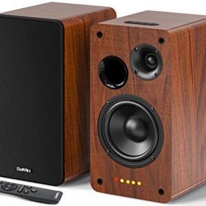 Saiyin Bluetooth Bookshelf Speakers, Powered Speakers with 5 Inch Woofer, Active Bookshelf Speakers 40W X 2, Optical/RCA inputs/Subwoofer Line Out for Turntable, TVs，Computer PC Monitor Speakers