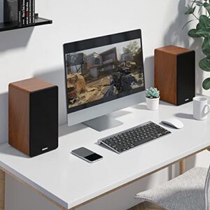 Saiyin Bluetooth Bookshelf Speakers, Powered Speakers with 5 Inch Woofer, Active Bookshelf Speakers 40W X 2, Optical/RCA inputs/Subwoofer Line Out for Turntable, TVs，Computer PC Monitor Speakers