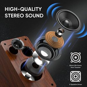 Saiyin Bluetooth Bookshelf Speakers, Powered Speakers with 5 Inch Woofer, Active Bookshelf Speakers 40W X 2, Optical/RCA inputs/Subwoofer Line Out for Turntable, TVs，Computer PC Monitor Speakers