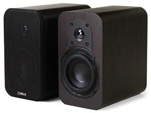 micca rb42 reference bookshelf speaker with 4-inch woofer and silk tweeter (dark walnut, pair)