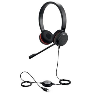 jabra evolve 30 ii wired headset, stereo, ms-optimized – telephone headset with superior sound for calls and music – 3.5mm jack/usb connection – pro headset with all-day comfort