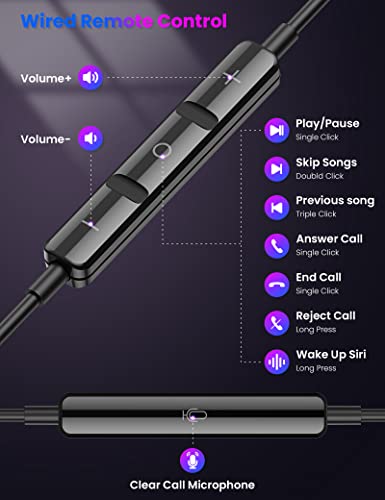 iMangoo for Apple Headphones Magnetic HiFi Stereo Bass Wired Earbuds MFi Certified Headset Lightning Earphones with Microphone Volume Control for iPhone 14 Plus 13 Pro Max 12 Mini 11 10 XS XR Purple