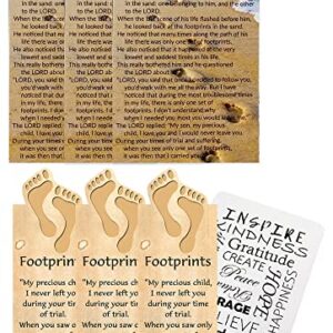 Footprints in The Sand Poem Bookmark - and Inspirational Magnetic Bookmarks, Pocket Size Motivational Card Set | Christian Cardstock and Prayer Bookmarks for Bible Study, Book, Journal | 7 Items