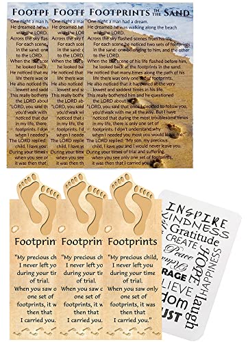 Footprints in The Sand Poem Bookmark - and Inspirational Magnetic Bookmarks, Pocket Size Motivational Card Set | Christian Cardstock and Prayer Bookmarks for Bible Study, Book, Journal | 7 Items