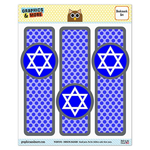 Set of 3 Glossy Laminated Bookmarks - Religious - Star of David Shield Jewish