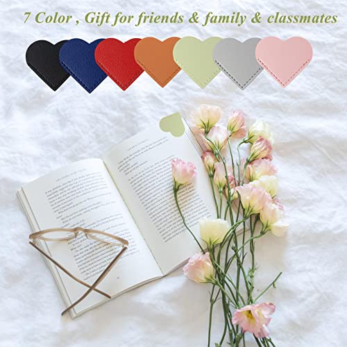 Leather Loveheart Bookmark,7pcs Page Corner Marks Reading Book Marker Book Reading Gift for Book Lovers