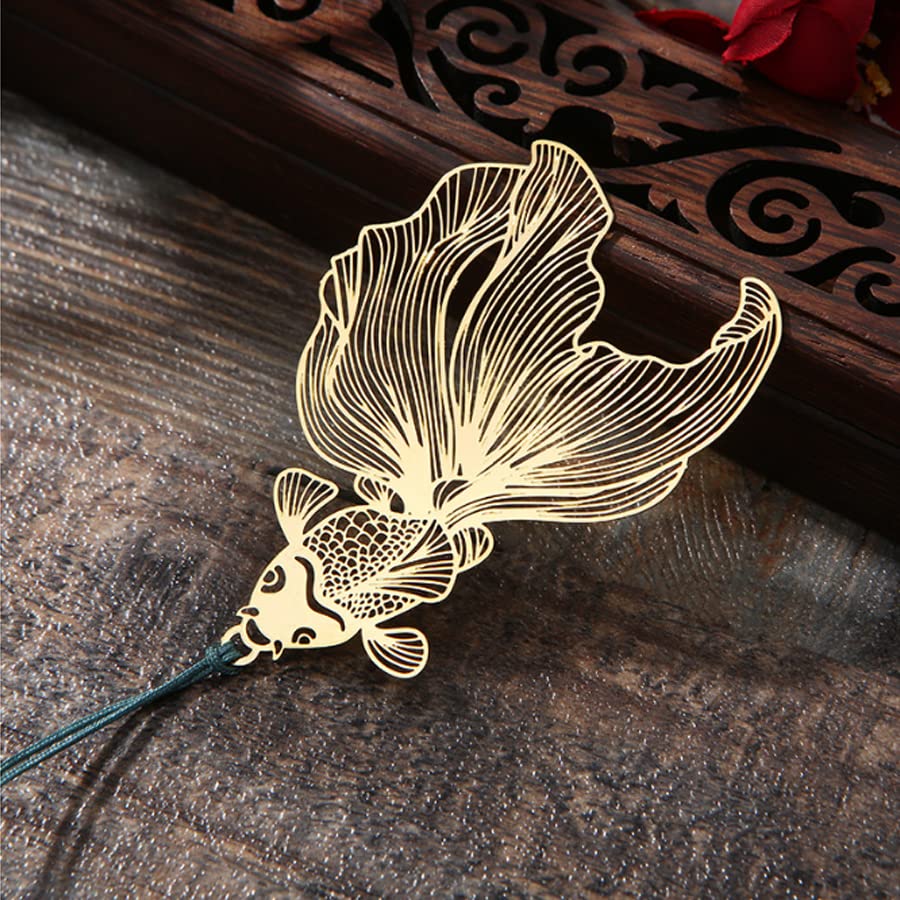 ARFUKA Bookmarks Goldfish Metal Bookmark Reading Book Markers with Tassels Gifts for Women, Kids, Teens Girls, Readers and Book Lovers