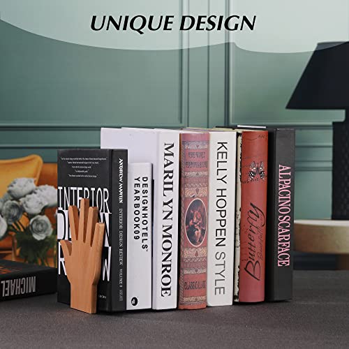 Recsrdce Wood Book Ends for Shelves , 2 in 1 Bookends and Simple Bookshelf Placed on The Table ,Pack of 1 Pair Office Book Stand