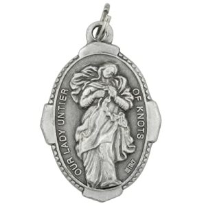 silver-tone saint medal pendants | comes with prayer card | great catholic gift for baptism, first holy communion, and confirmation | christian accessory | made in italy (our lady undoer of knots)