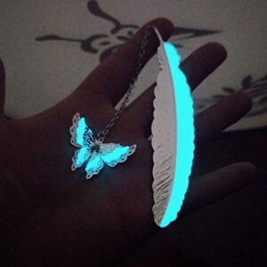 Luminous Bookmarks for Book Lovers 3D Feather Metal Feather Book Marks for Women Glow in The Dark Bookmarks (Elephant)