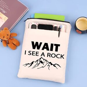 Geology Book Sleeve with Zipper Wait I See A Rock Book Covers Rock Collector Geology Teacher Gift (See A Rock)