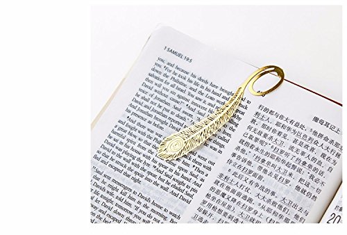 Fascola Pack of 8 Cute Cartoon Art Golden Feather Bookmarks Metal Book Mark for Reading Stationery Office School Supplies