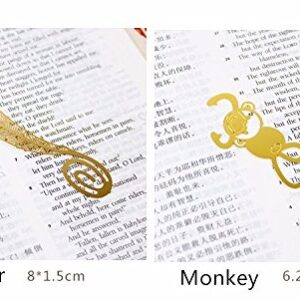 Fascola Pack of 8 Cute Cartoon Art Golden Feather Bookmarks Metal Book Mark for Reading Stationery Office School Supplies