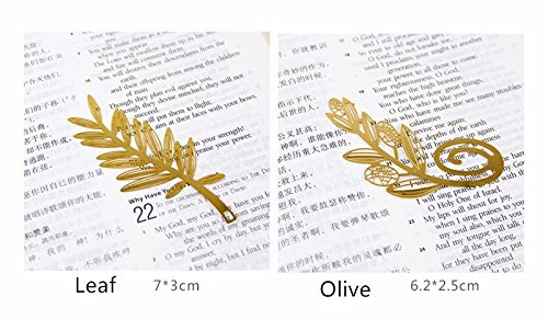 Fascola Pack of 8 Cute Cartoon Art Golden Feather Bookmarks Metal Book Mark for Reading Stationery Office School Supplies