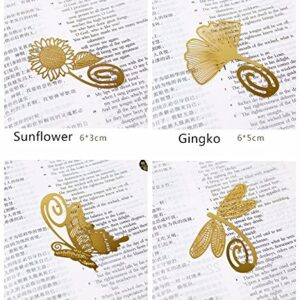 Fascola Pack of 8 Cute Cartoon Art Golden Feather Bookmarks Metal Book Mark for Reading Stationery Office School Supplies