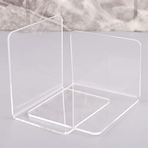 2Pcs Clear Acrylic Bookends L-Shaped Desk Organizer Desktop Book Holder School Stationery Office Accessories