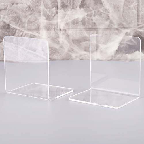 2Pcs Clear Acrylic Bookends L-Shaped Desk Organizer Desktop Book Holder School Stationery Office Accessories