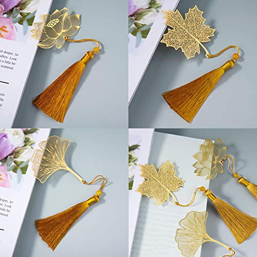 3 Pieces Handmade Bookmark Cute Leaf Vein Bookmarks Metal Leaf Tassel Bookmarks Gift for Kids Adults Bookworms