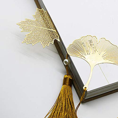 3 Pieces Handmade Bookmark Cute Leaf Vein Bookmarks Metal Leaf Tassel Bookmarks Gift for Kids Adults Bookworms