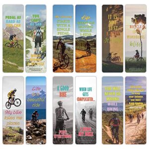 Creanoso Biking Hobby Quote Sayings Bookmarks (30-Pack) – Stocking Stuffers Gift for Cyclists, Men, Women, Adults – Cool Bookmarker Gift Tokens Collection Set – Page Clip – Employee Rewards