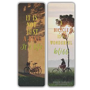 Creanoso Biking Hobby Quote Sayings Bookmarks (30-Pack) – Stocking Stuffers Gift for Cyclists, Men, Women, Adults – Cool Bookmarker Gift Tokens Collection Set – Page Clip – Employee Rewards