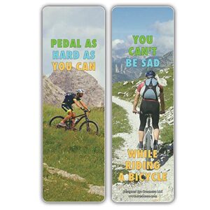 Creanoso Biking Hobby Quote Sayings Bookmarks (30-Pack) – Stocking Stuffers Gift for Cyclists, Men, Women, Adults – Cool Bookmarker Gift Tokens Collection Set – Page Clip – Employee Rewards