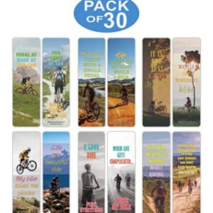 Creanoso Biking Hobby Quote Sayings Bookmarks (30-Pack) – Stocking Stuffers Gift for Cyclists, Men, Women, Adults – Cool Bookmarker Gift Tokens Collection Set – Page Clip – Employee Rewards