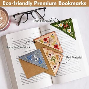 4PCS Personalized Hand Embroidered Corner Bookmark Easter Gift Cute Flower Embroidered Corner Bookmark Embroidery Book Marker Clip for Book Lovers Bookmarks for Meaningful Gift（All Seasons）