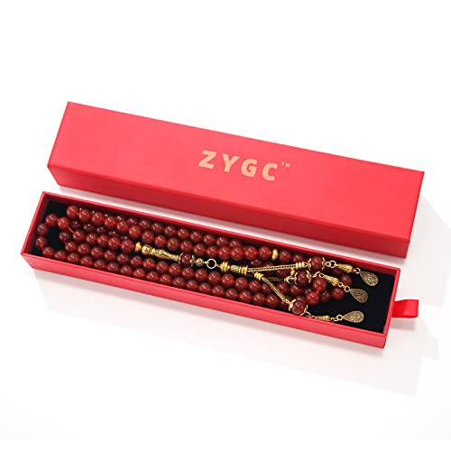 zygc Red Agate Muslim Islamic bead Necklace 99 Beads