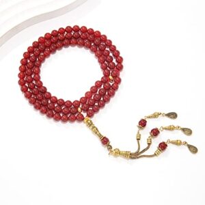 zygc Red Agate Muslim Islamic bead Necklace 99 Beads