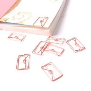 seOSTO 100 Pcs Envelope Paper Clips, Cute Bookmark Marker Clips, Rose Gold Paper Clips for Office School Home