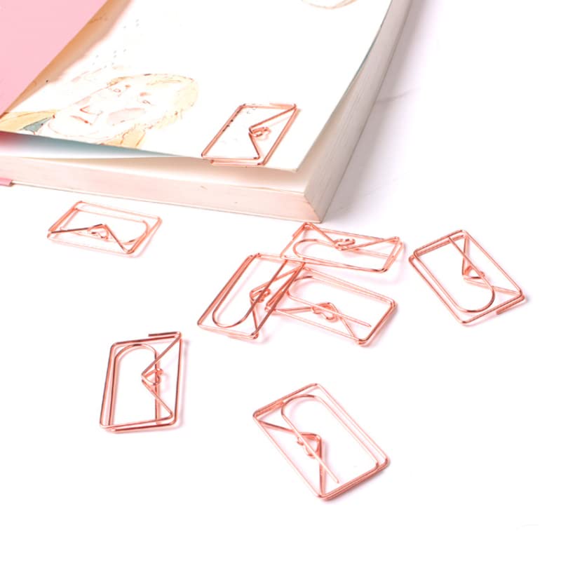 seOSTO 100 Pcs Envelope Paper Clips, Cute Bookmark Marker Clips, Rose Gold Paper Clips for Office School Home