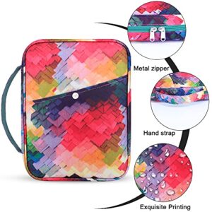 QTKJ Bible Covers for Women, Carrying Book Cover Case with Zippered Pocket Bible Case for Women Mom Ladies Teens Girls, Red Heart Pattern (Colorful)