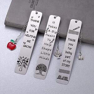 3 Pack Teacher Metal Bookmark, Book Lover Reading Gifts, End of Term Teacher Appreciation Thank You Gift Nursery Preschool School